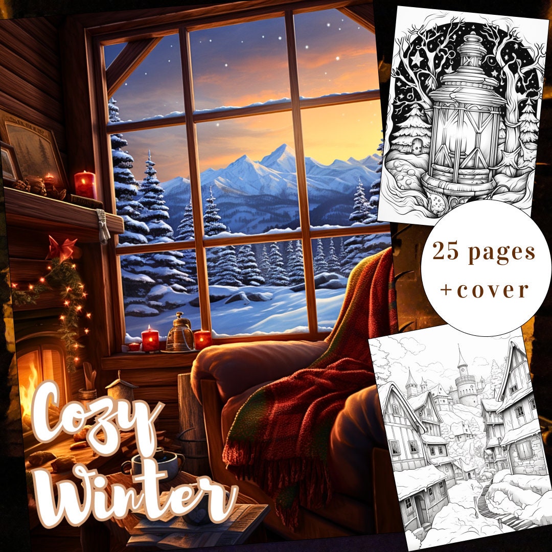 25 Cozy Winter Coloring Page, Fantasy Coloring, Winter Coloring Book ...