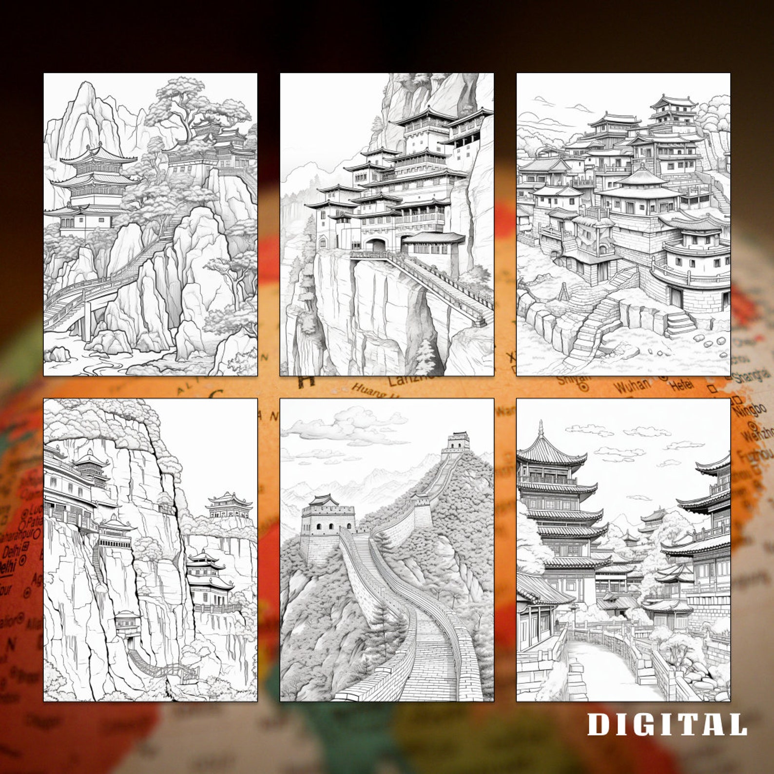 25 China Coloring Page, China Architecture Coloring, Chinese Scenes ...