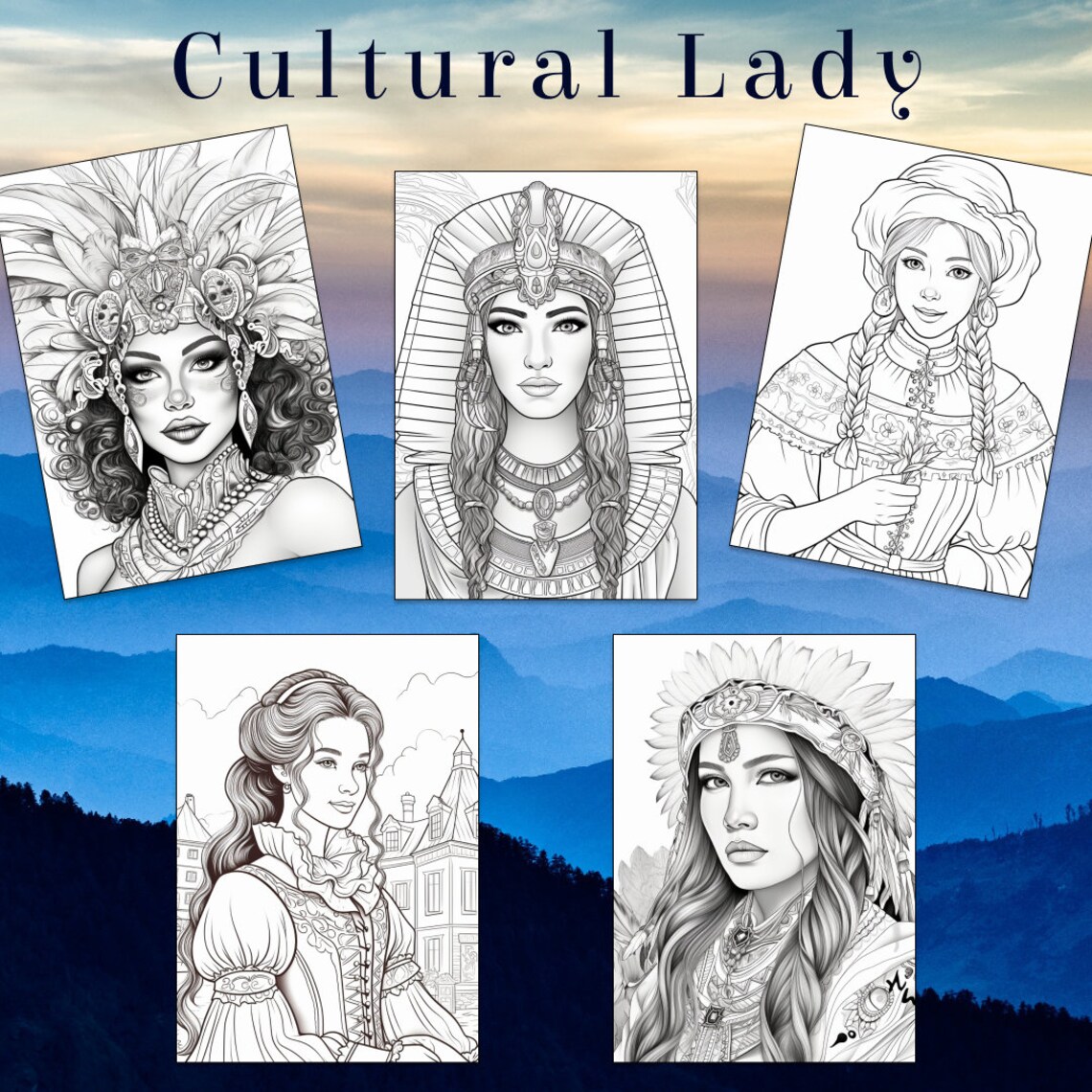 30 Lady Cultural Coloring Page, Lady Around the World Coloring Book ...