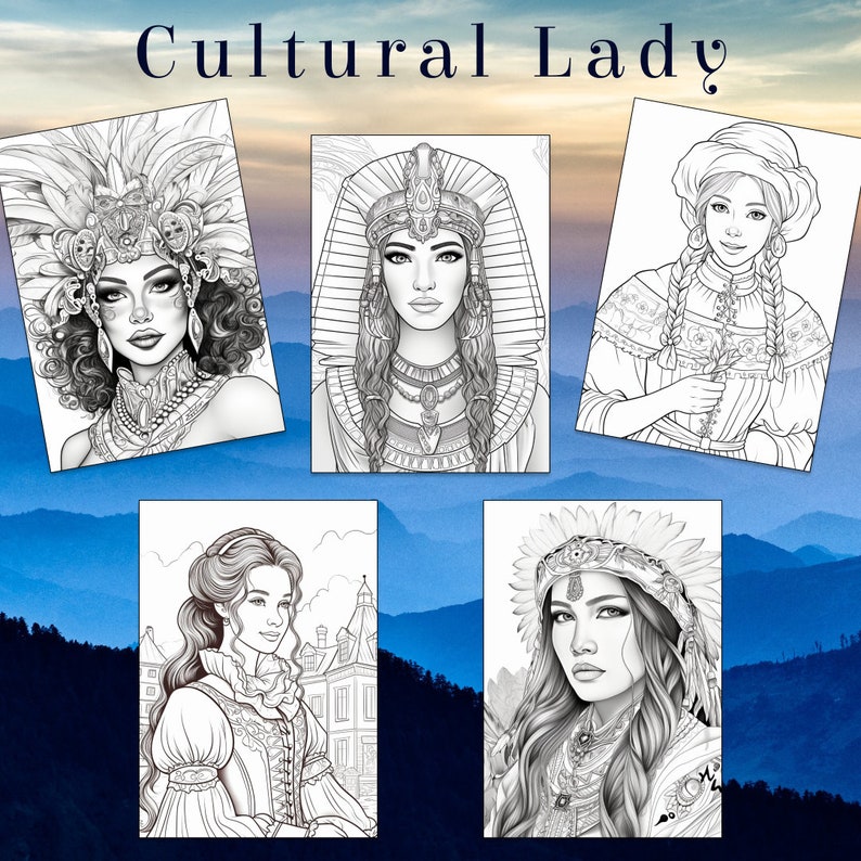 30 Lady Cultural Coloring Page, Lady Around the World Coloring Book ...