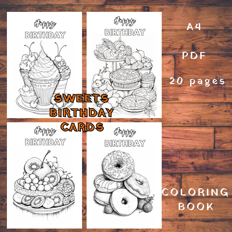 Happy Birthday Coloring Page, Birthday Coloring Book, Digital Coloring ...