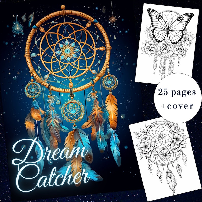 25 Dream Catcher Coloring Page, Fantasy Coloring Book, Night Catcher ...