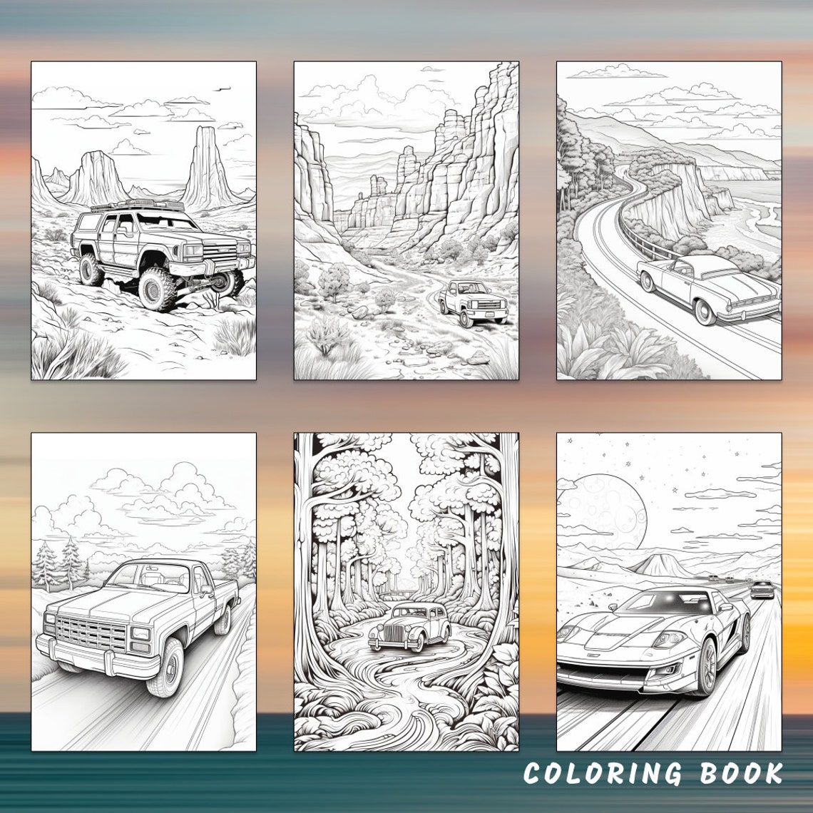 26 Car Coloring Book Car Coloring Page Car Coloring Auto - Etsy