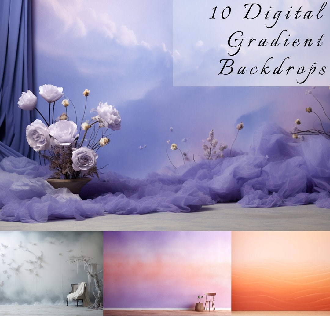 10 Gradient Digital Backdrops Room Backdrop Photoshop - Etsy