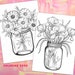 18 Flowers in Jar Coloring Page, Flower Coloring Page, Flowers Coloring ...