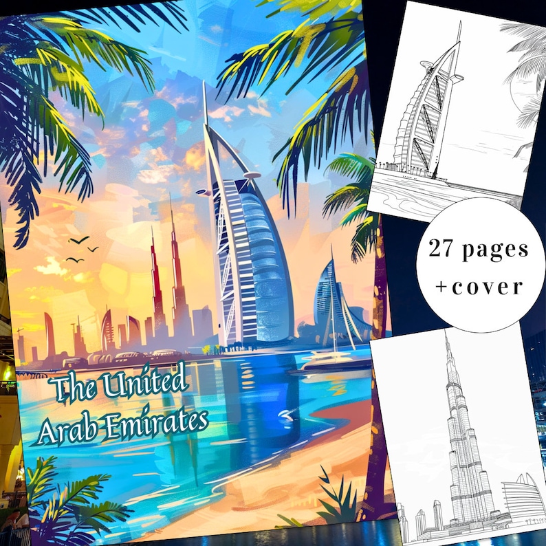 27 UAE Coloring Book, Architecture Coloring,dubai Coloring Page,united ...