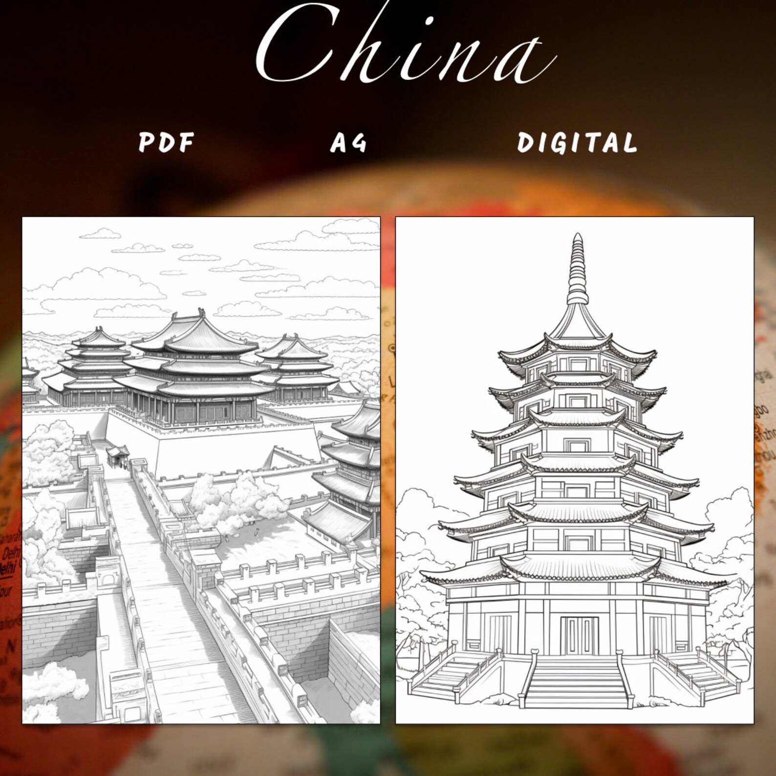 25 China Coloring Page, China Architecture Coloring, Chinese Scenes ...
