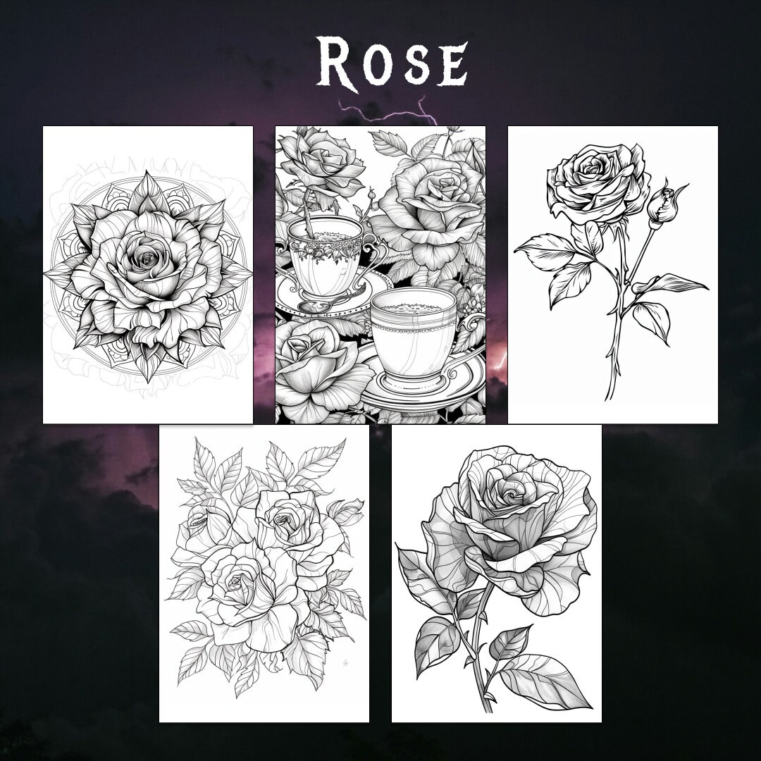 30 Rose Coloring Page, Flowers Coloring Book, Roses Coloring Book ...