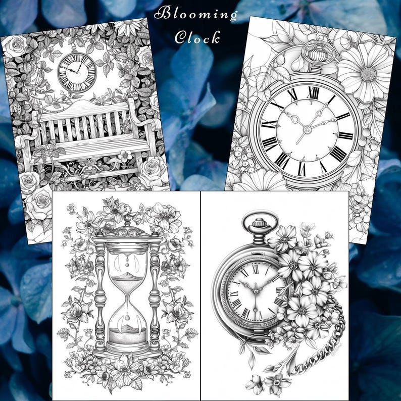 29 Blooming Clock Coloring Page, Clock Coloring, Flowers Coloring Book ...