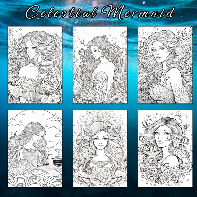 30 Mermaid Coloring Page, Mermaid Coloring Book, Coloring Book, Adults ...