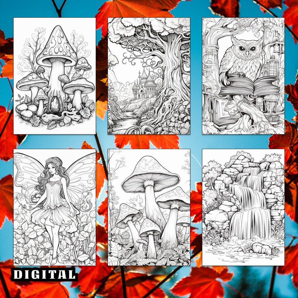 28 Autumn Forest Coloring Page, Autumn Coloring Book, Coloring Book ...