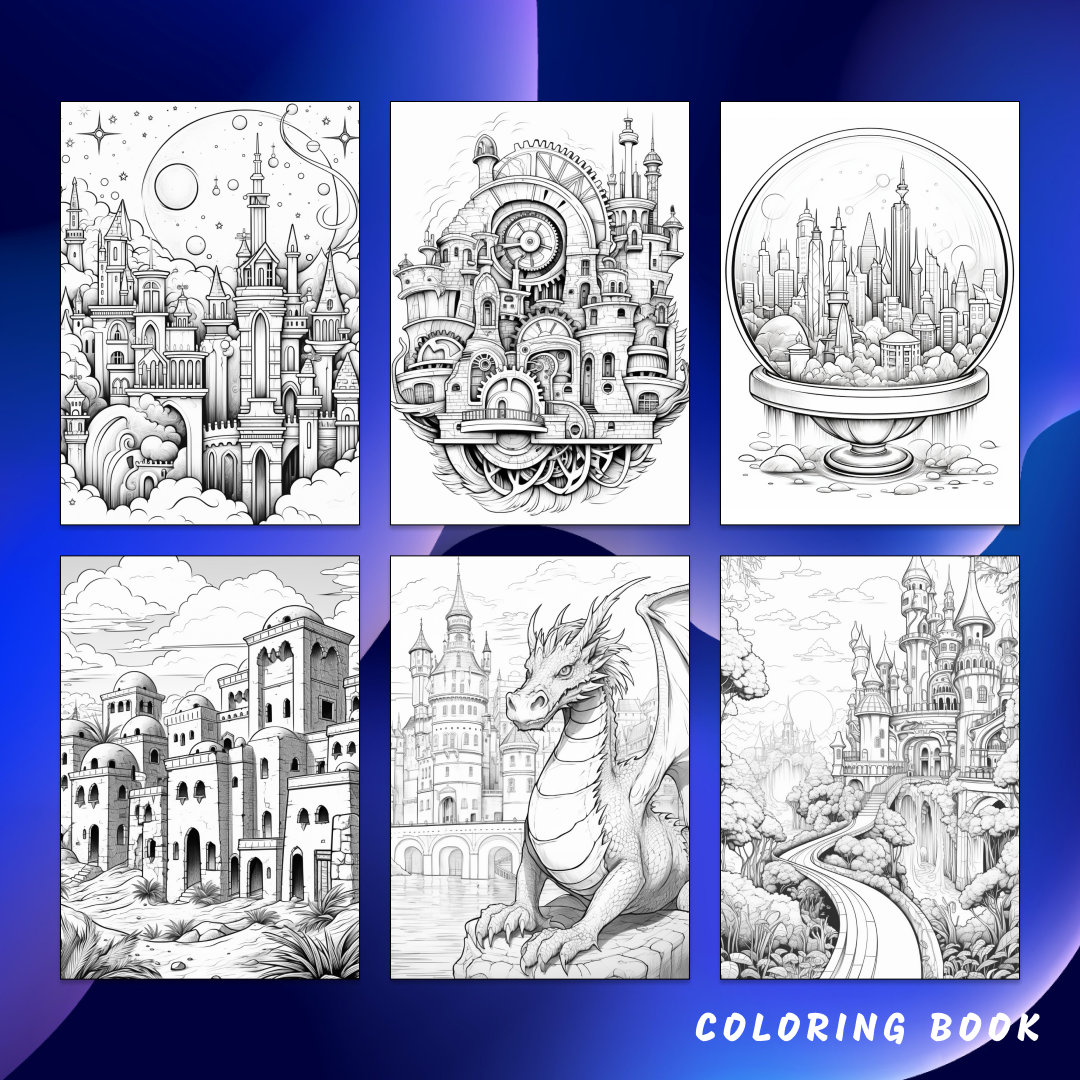 35 Fantasy City Coloring Page, City Coloring, Fantasy Coloring Book ...