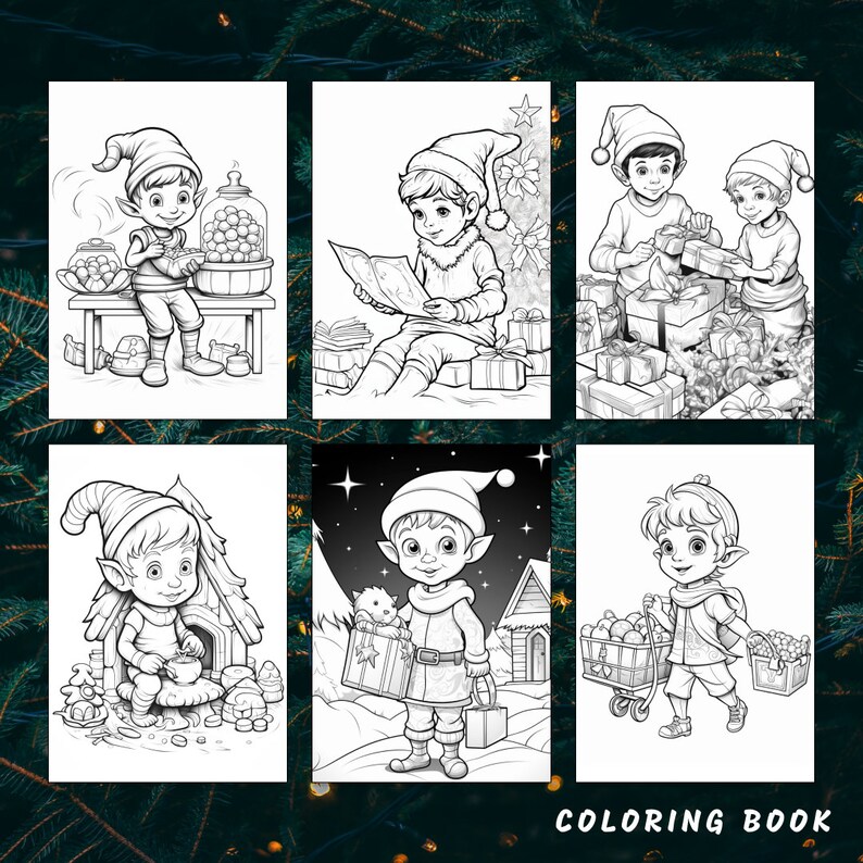 25 Christmas Elves Coloring Page, Christmas Coloring, Elf Coloring Book ...