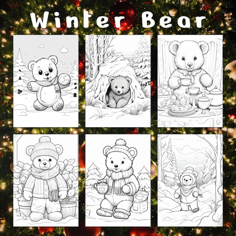 24 Winter Bear Coloring Page, Cute Bear Coloring Book, Bear Coloring ...