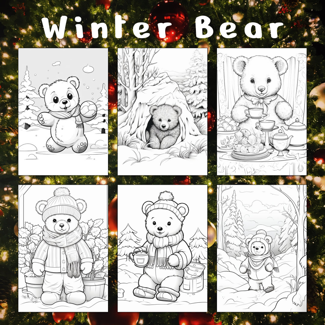 24 Winter Bear Coloring Page, Cute Bear Coloring Book, Bear Coloring ...