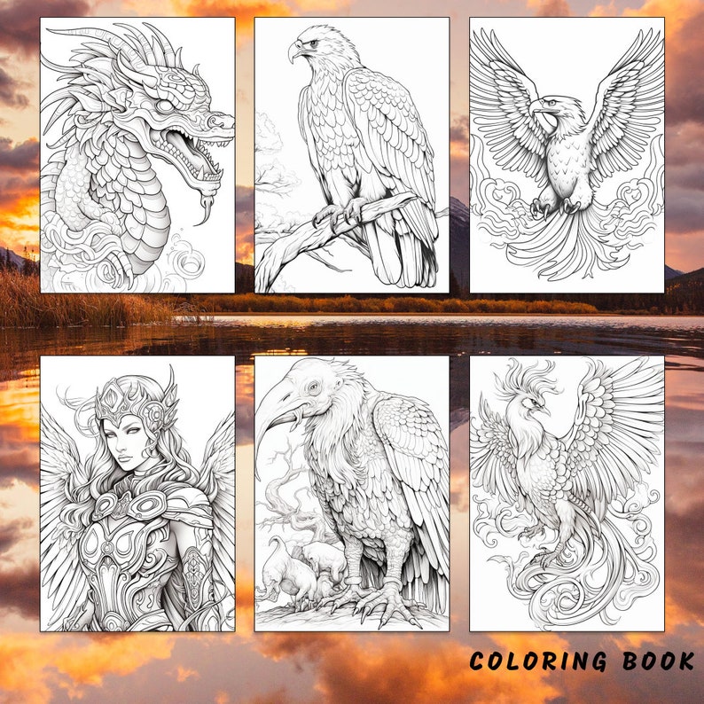 Birds of Myth and Legend Coloring Book, Printable PDF (instant Download ...