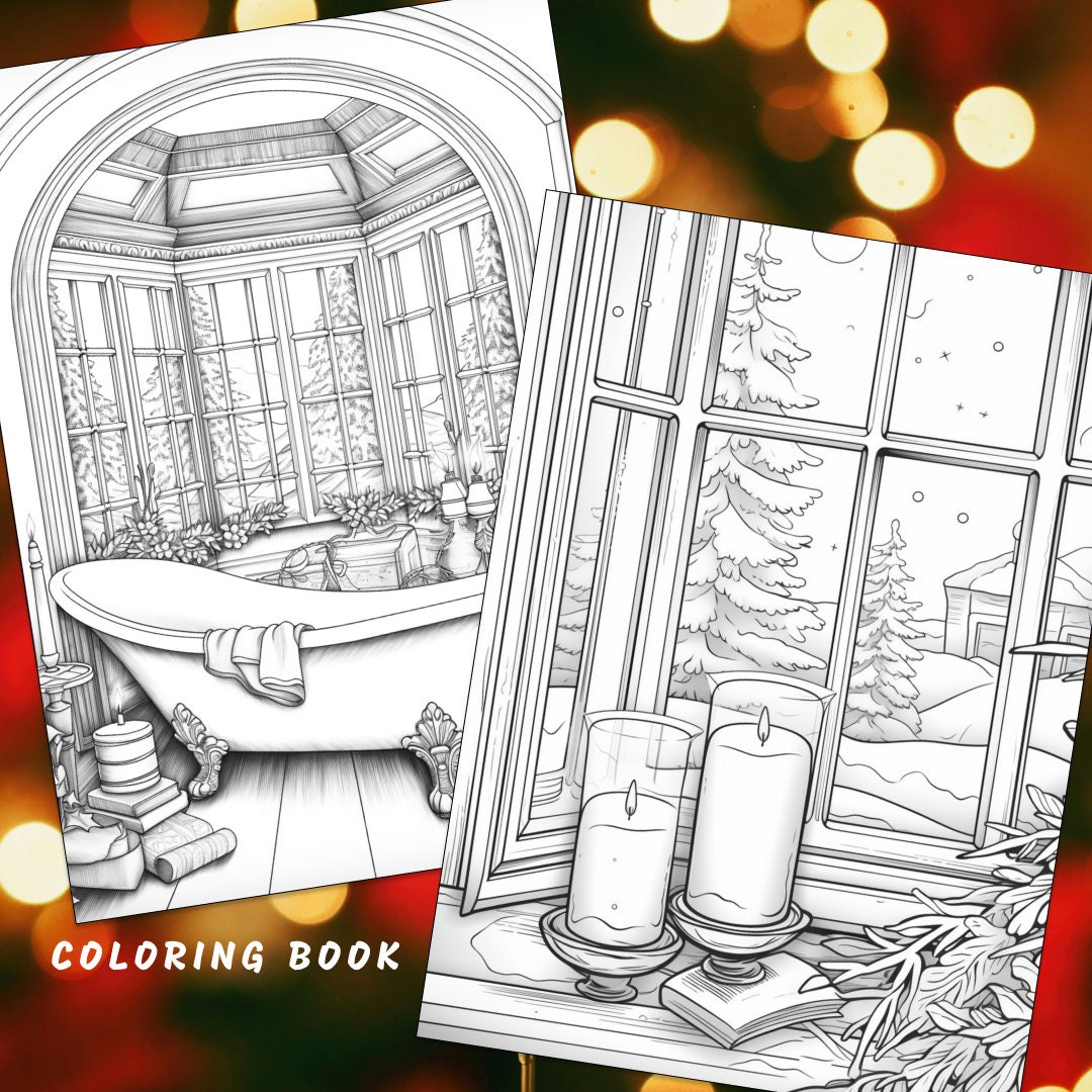 26 Christmas Interior Coloring Page Interior Coloring Winter - Etsy