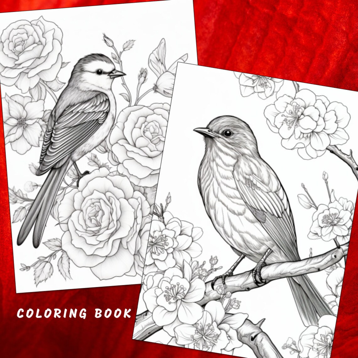 30 Birds and Flowers Coloring Page, Flower Coloring, Birds Coloring ...