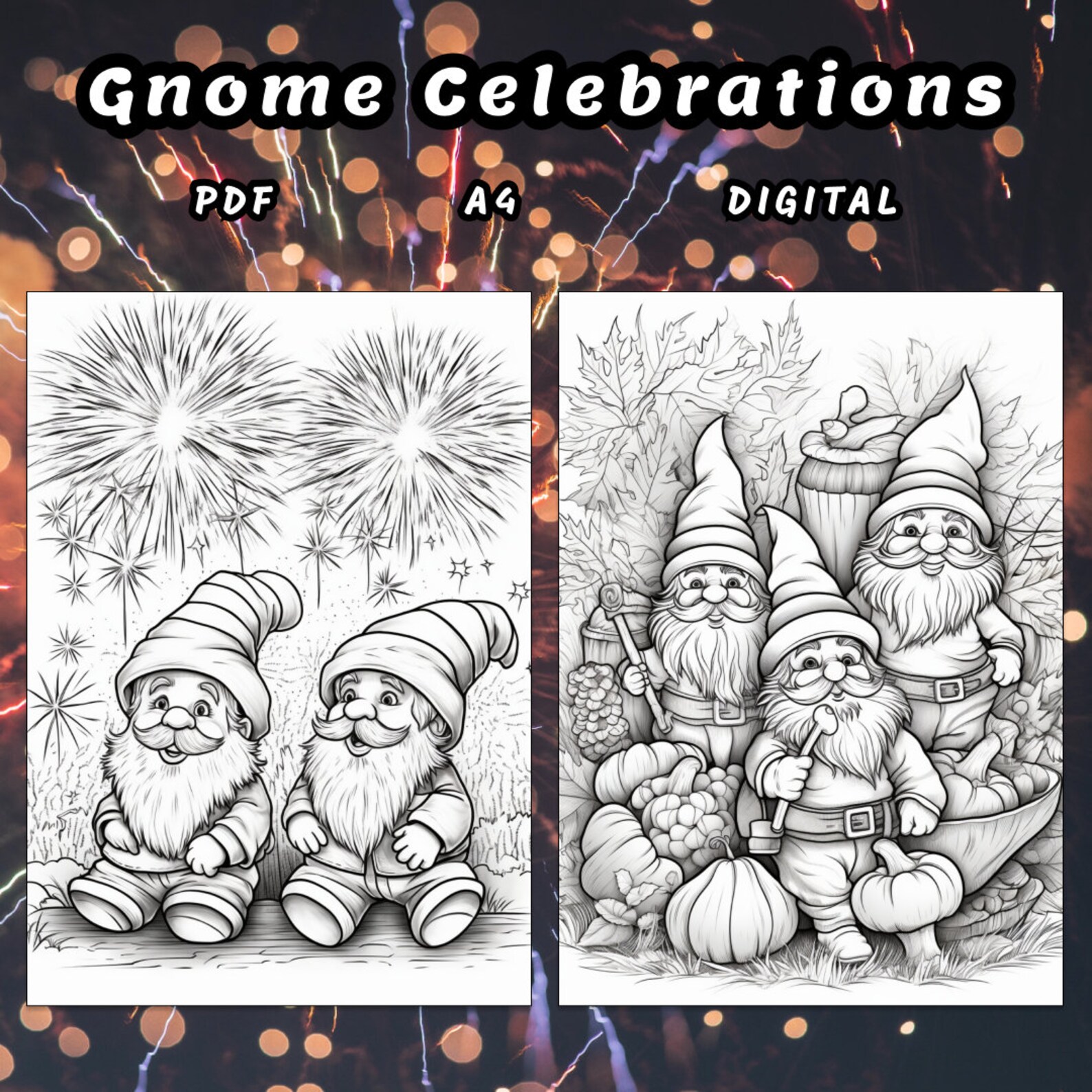 30 Gnome Coloring Book, Gnome Coloring Pages, Fantasy, Gnome ...