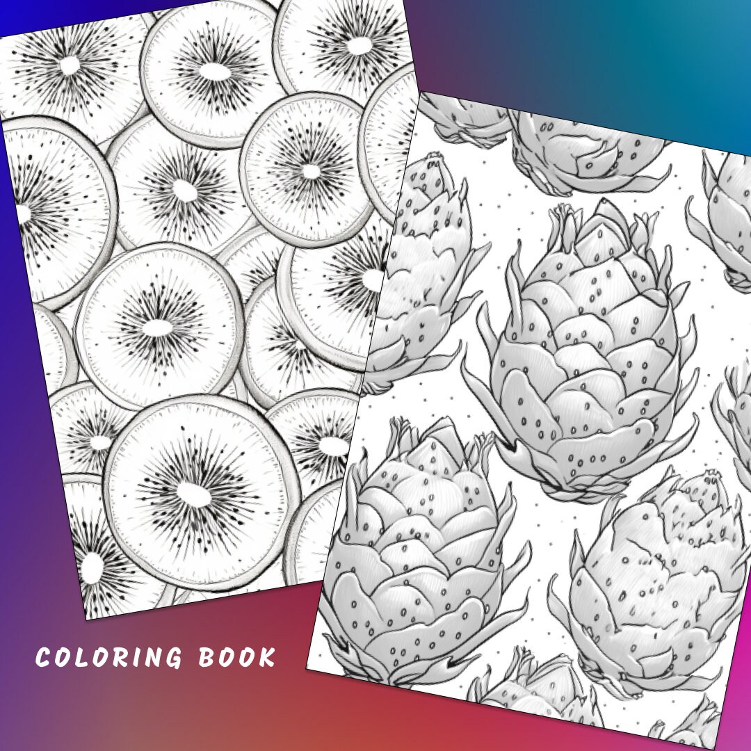 25 Fruit Pattern Coloring Page, Fruits Coloring Book, Pattern Coloring ...