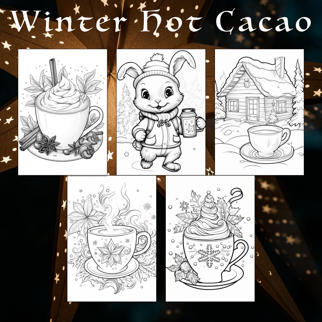 29 Winter Hot Cacao Coloring Page, Fantasy Coloring, Winter Coloring ...