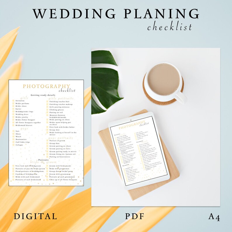 Wedding Planning Checklist, Photography Shot List (digital Download) - Etsy