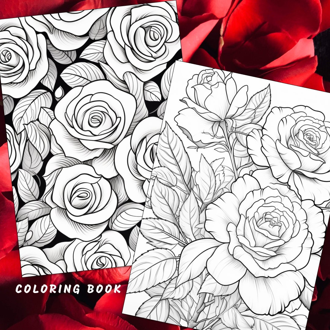 34 Rose Beauty Coloring Page, Flowers Coloring Book, Roses Coloring ...