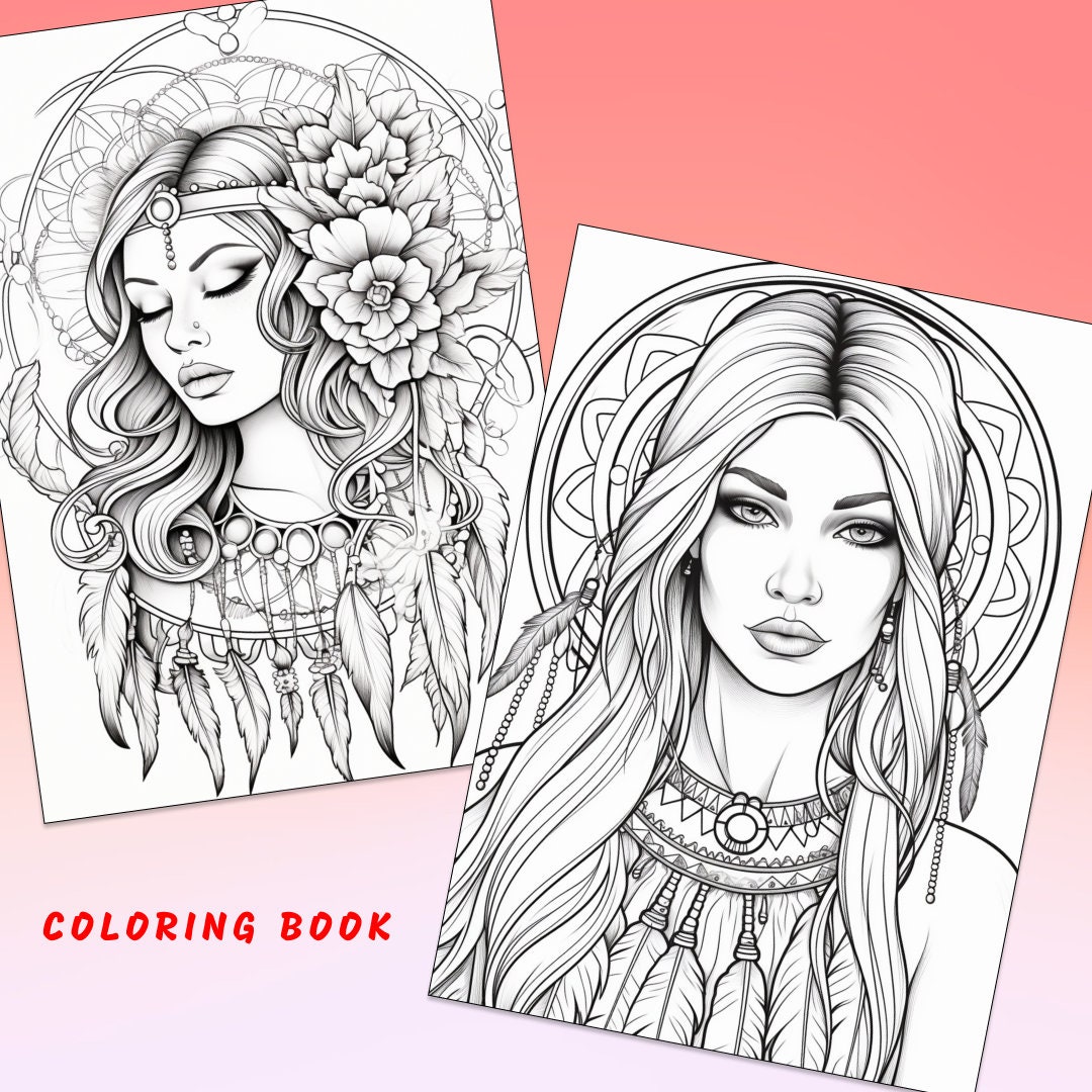 32 Lady Coloring Page Book, Lady and Catchers Coloring, Adults Kids ...