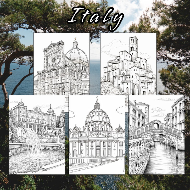 26 Italy Coloring Page Italy Architecture Coloring Italian - Etsy