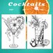 32 Cocktails Coloring Page, Cocktail Party Coloring, Drinks Coloring ...