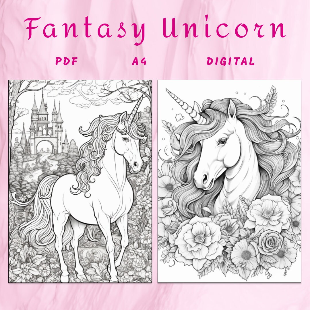 30 Fantasy Unicorn Coloring Page, Unicorn Coloring, Fantasy Coloring ...