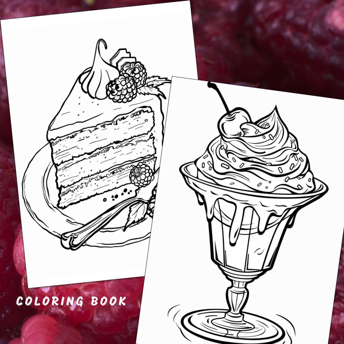 30 Desserts Coloring Page, Cakes Coloring Book, Desserts Coloring Book ...