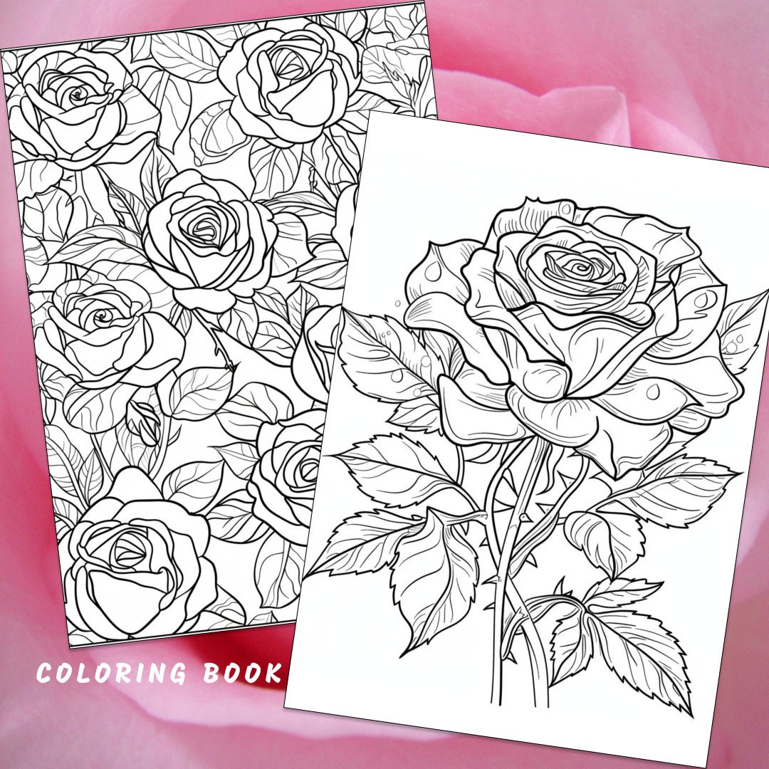 15 Roses Coloring Page, Flowers Coloring Book, Roses Coloring Book ...
