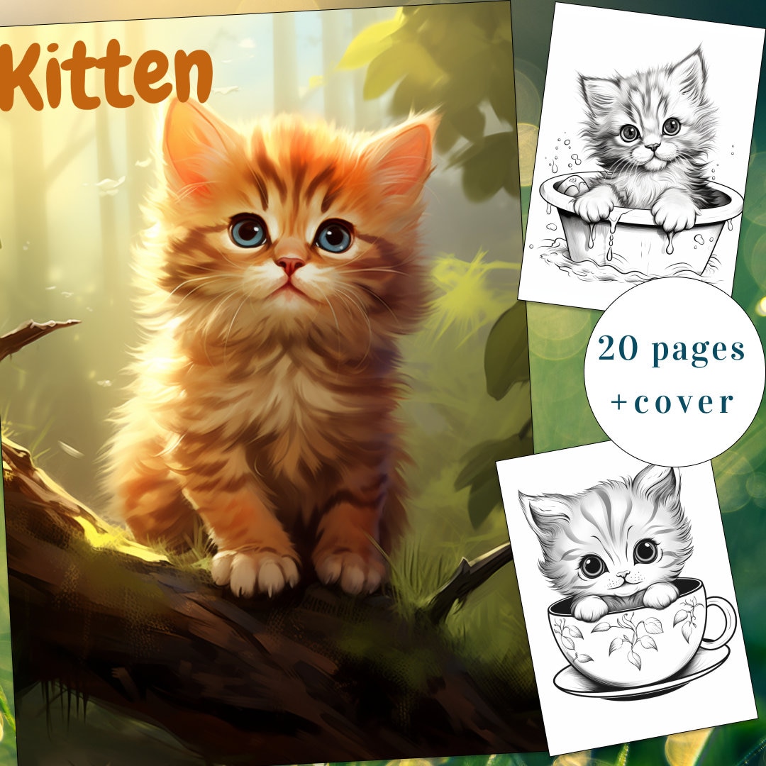 20 Kitten Coloring Page, Cats Coloring Book, Cute Kitten Coloring Book ...