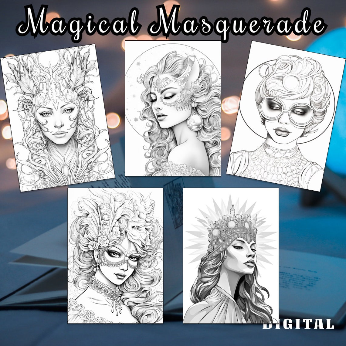32 Lady Coloring Page, Lady Coloring Book, Magical Masquerade Lady ...