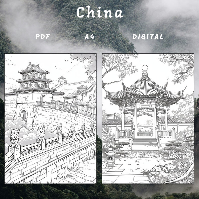 30 China Coloring Page, China Architecture Coloring, Chinese Scenes ...