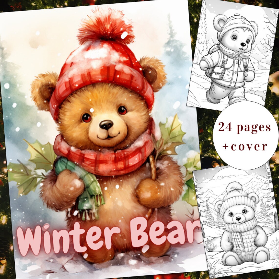24 Winter Bear Coloring Page, Cute Bear Coloring Book, Bear Coloring ...