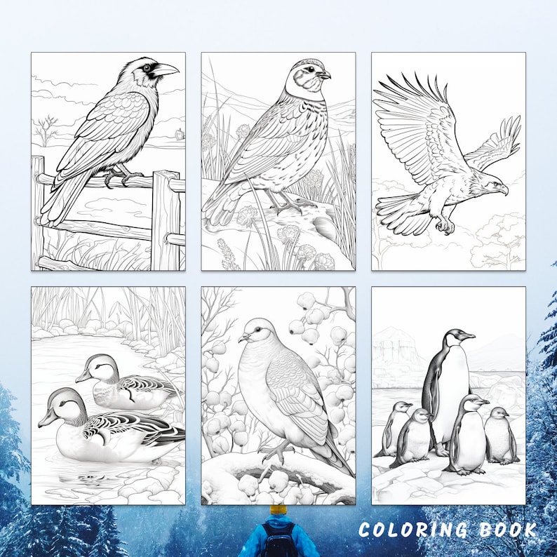 23 Winter Bird Coloring Page, Fantasy Coloring, Winter Coloring, Adults ...