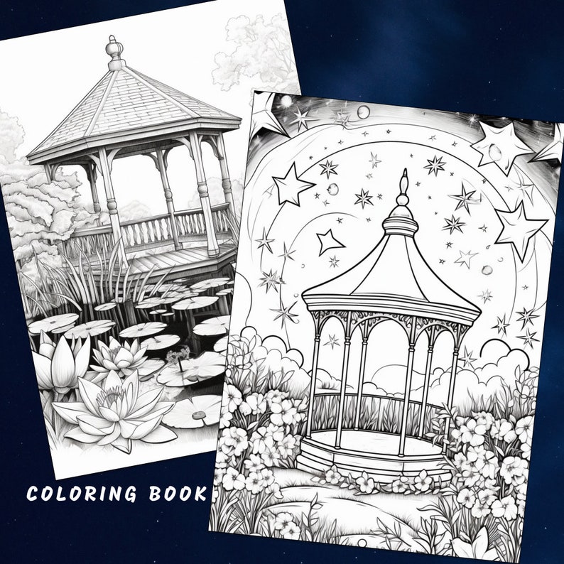 28 Gazebo Coloring Page, Fantasy Gazebo Coloring, Floral Gazebo ...