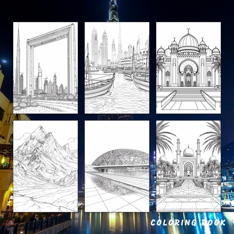 27 UAE Coloring Book, Architecture Coloring,dubai Coloring Page,united ...