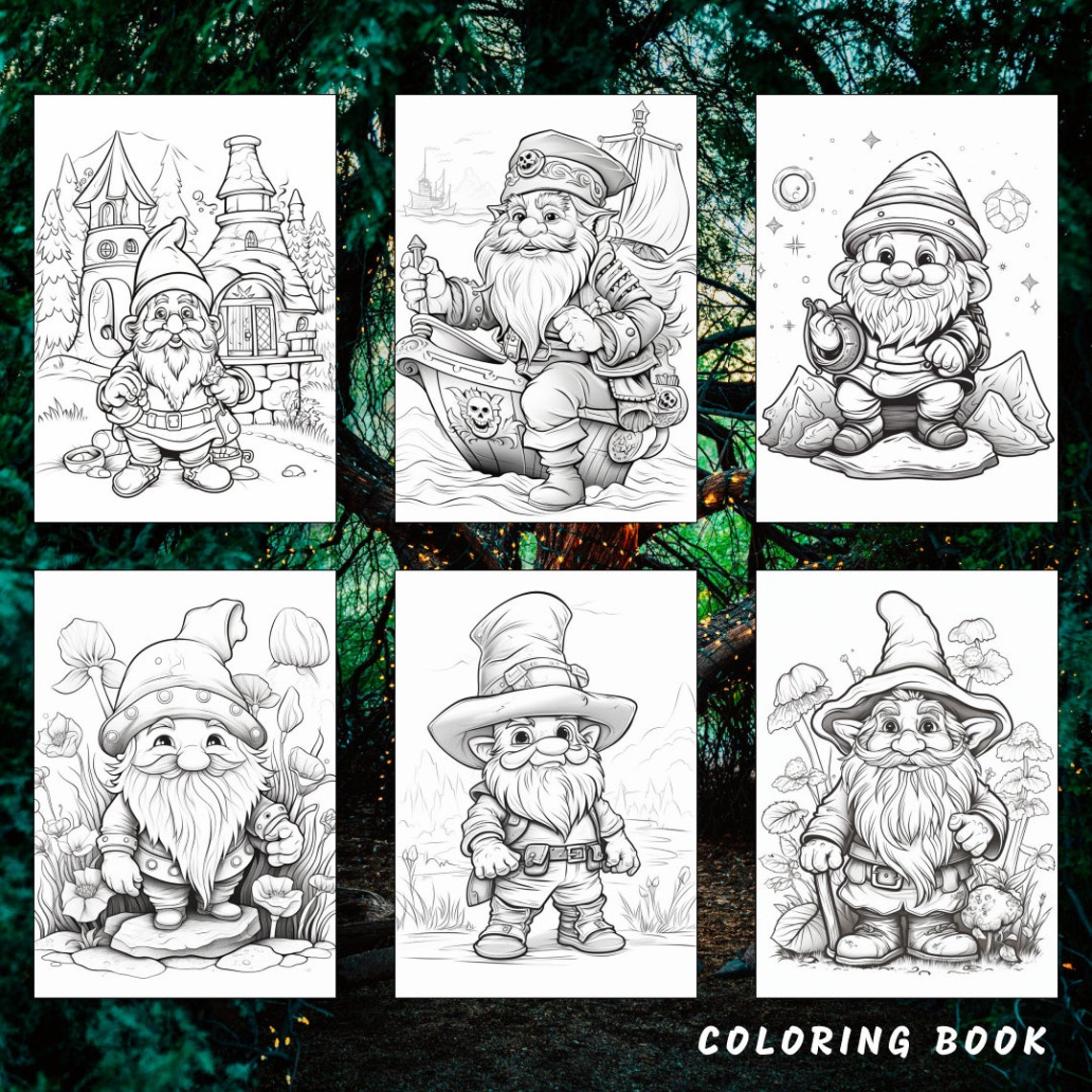 26 Gnome Coloring Book, Gnome Coloring Pages, Fantasy, Coloring Gnome ...