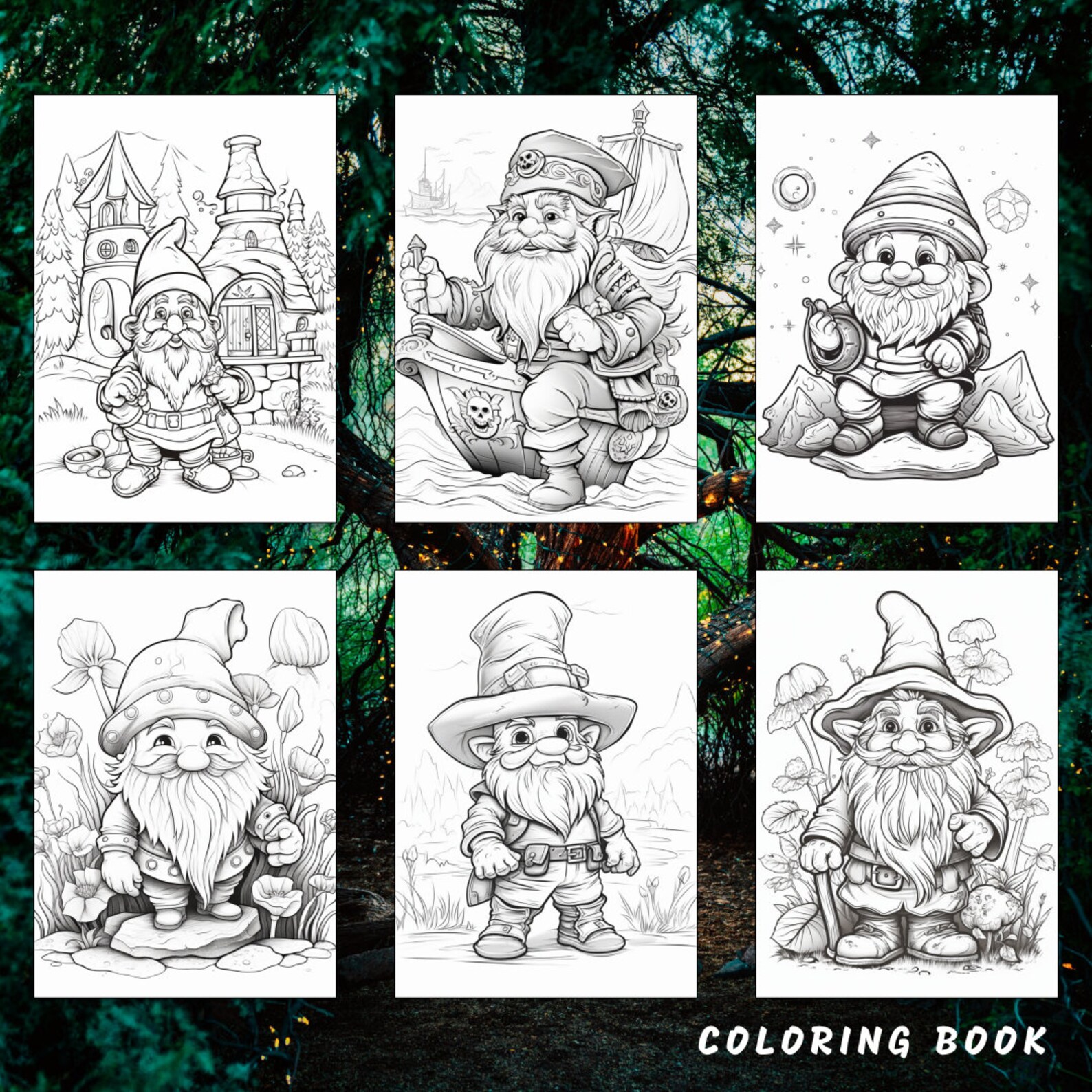 26 Gnome Coloring Book, Gnome Coloring Pages, Fantasy, Coloring Gnome ...
