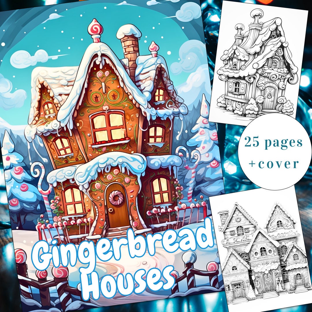 25 Gingerbread Houses Coloring Page, Fantasy Coloring, Winter Coloring ...