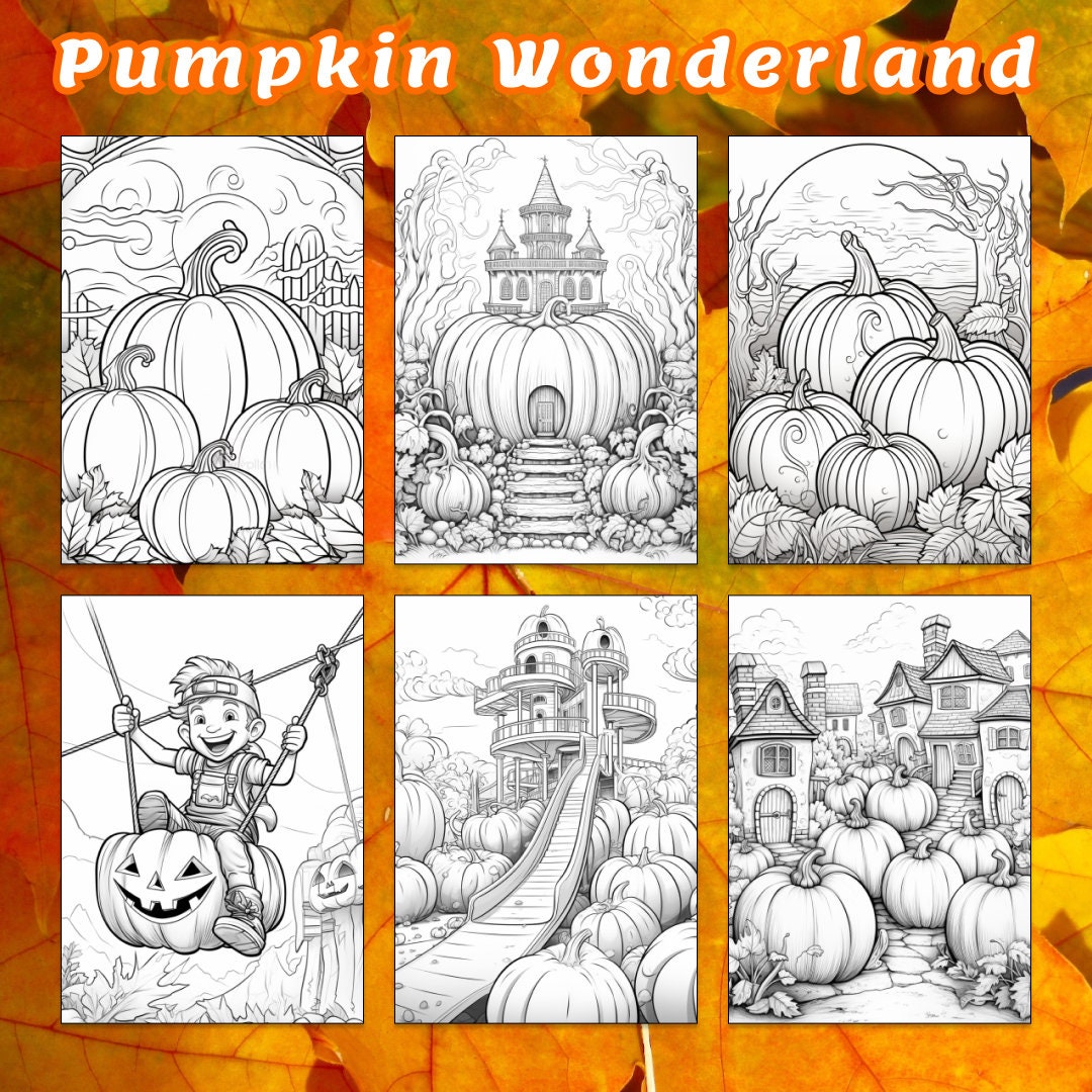 33 Autumn Pumpkins Coloring Page Autumn Coloring Coloring - Etsy