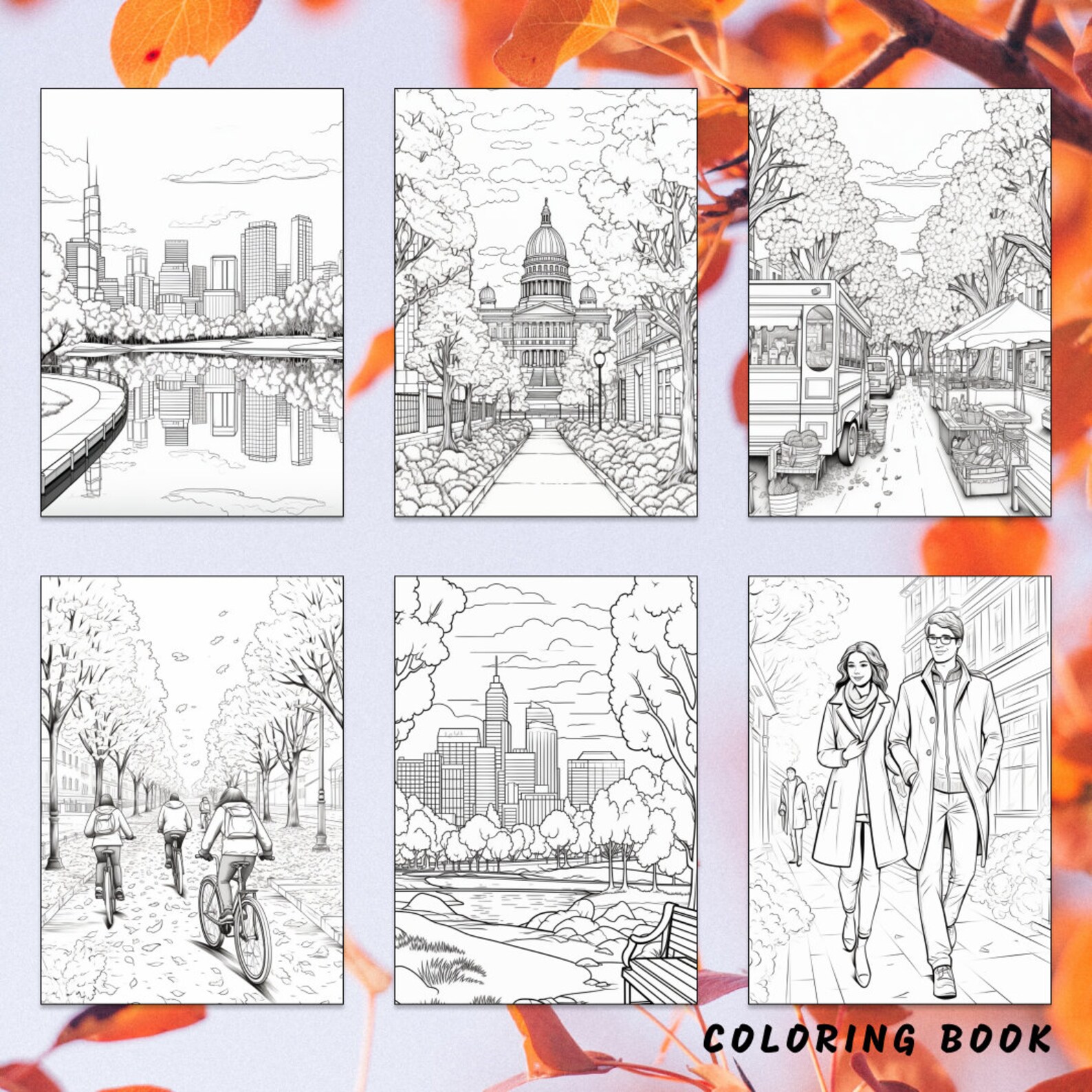 30 Autumn Coloring Page, Autumn Coloring Book, Coloring Book, Adults ...