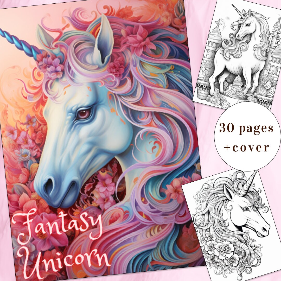 30 Fantasy Unicorn Coloring Page, Unicorn Coloring, Fantasy Coloring ...