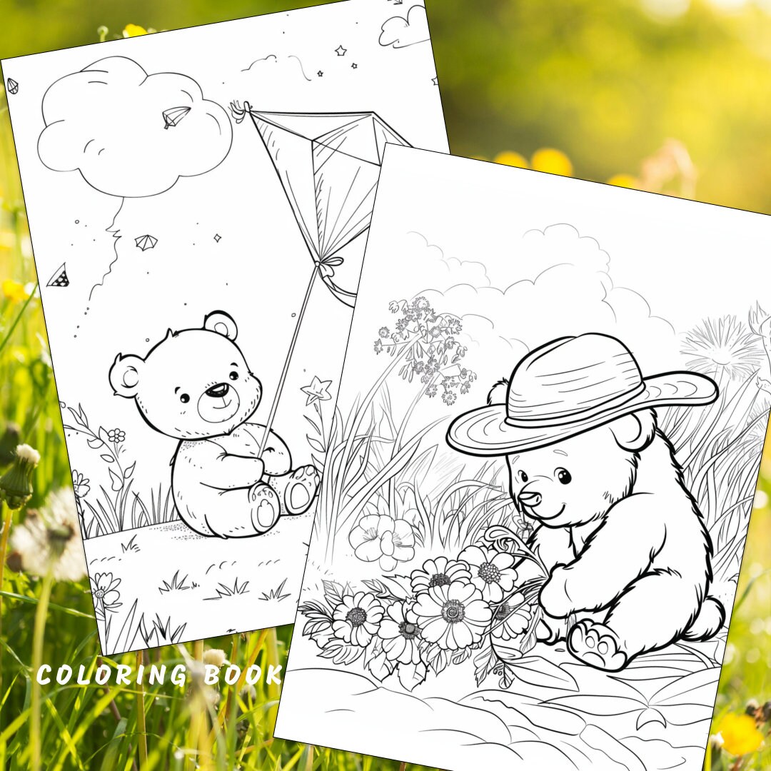 25 Spring Bear Coloring Page, Cute Bear Coloring Book, Coloring Book ...