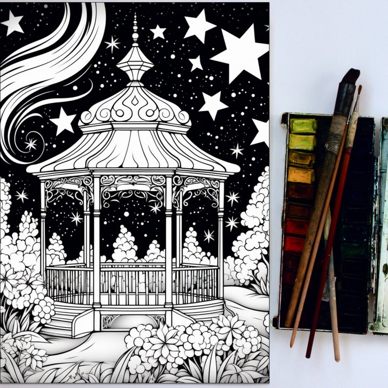 28 Gazebo Coloring Page, Fantasy Gazebo Coloring, Floral Gazebo ...