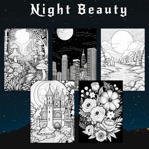 35 Night Beauty Coloring Page, Night Coloring, Moonlight Coloring Book ...
