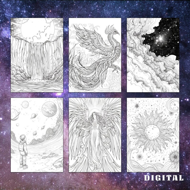 25 Celestial Coloring Page, Celestial Coloring Book,night Coloring Book ...